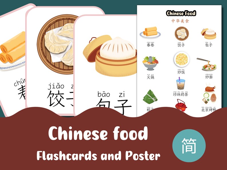 Chinese Food Flashcards and Poster | Pintables | Simplified Chinese ...