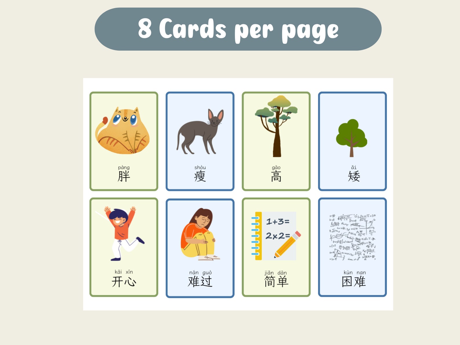 32 Basic Chinese Adjectives | Printable Flashcards | Simplified Chinese ...