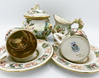 Capodimonte Porcelain and Gold Cherub Demitasse Tea / Coffee Service ...