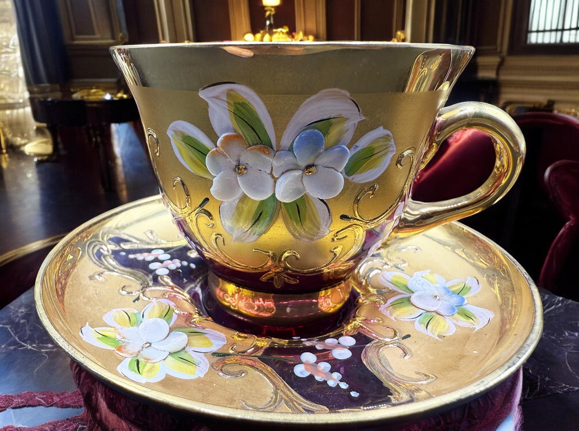 Murano – Ruby Red and Gold Murano Glass Tea and Coffee Set | Vintage ...