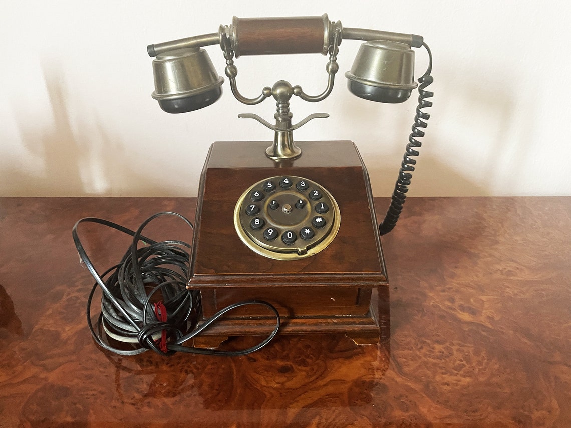 Vintage Wooden Telephone With Handset 1950s - Etsy