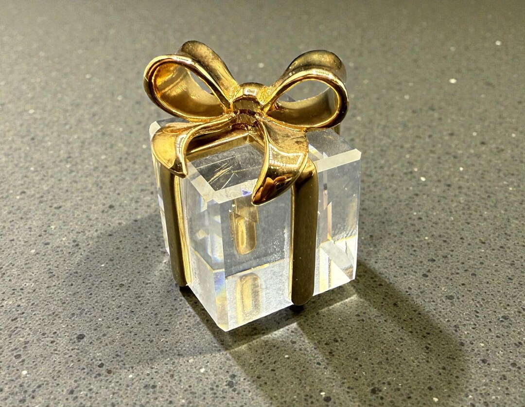 Swarovski – * Crystal Gift Box With Golden Bow – Decorative Miniature ...