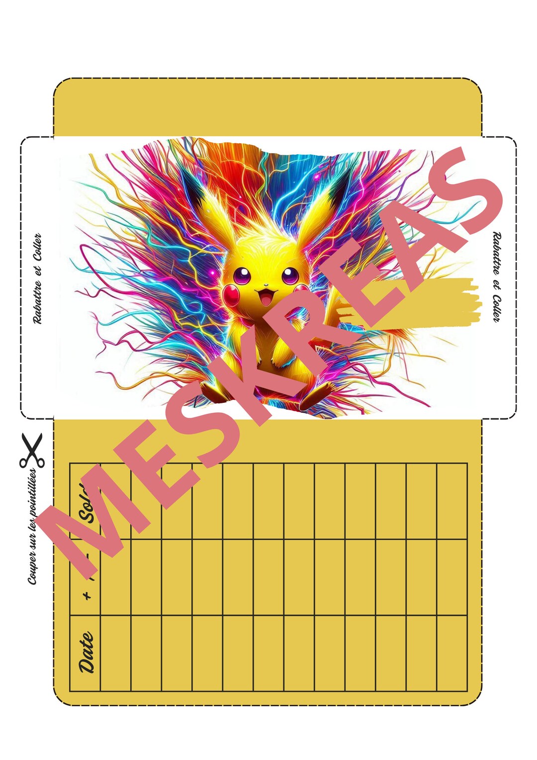 Pikachu Style Printable Envelope, Digital Download, Personal Savings ...