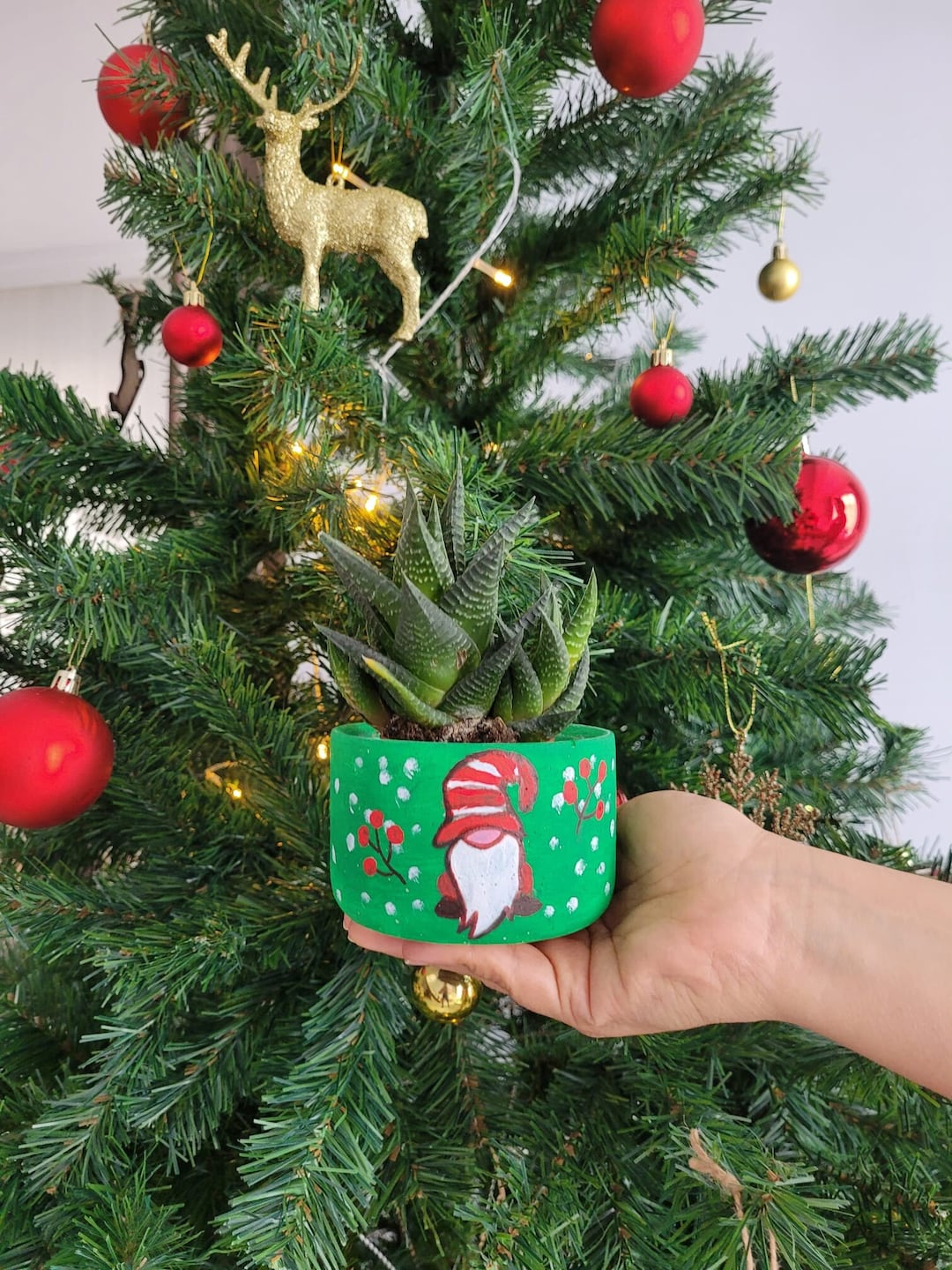 Christmas Flower Pot Concrete Flower Pot Gift Pot Santa - Etsy