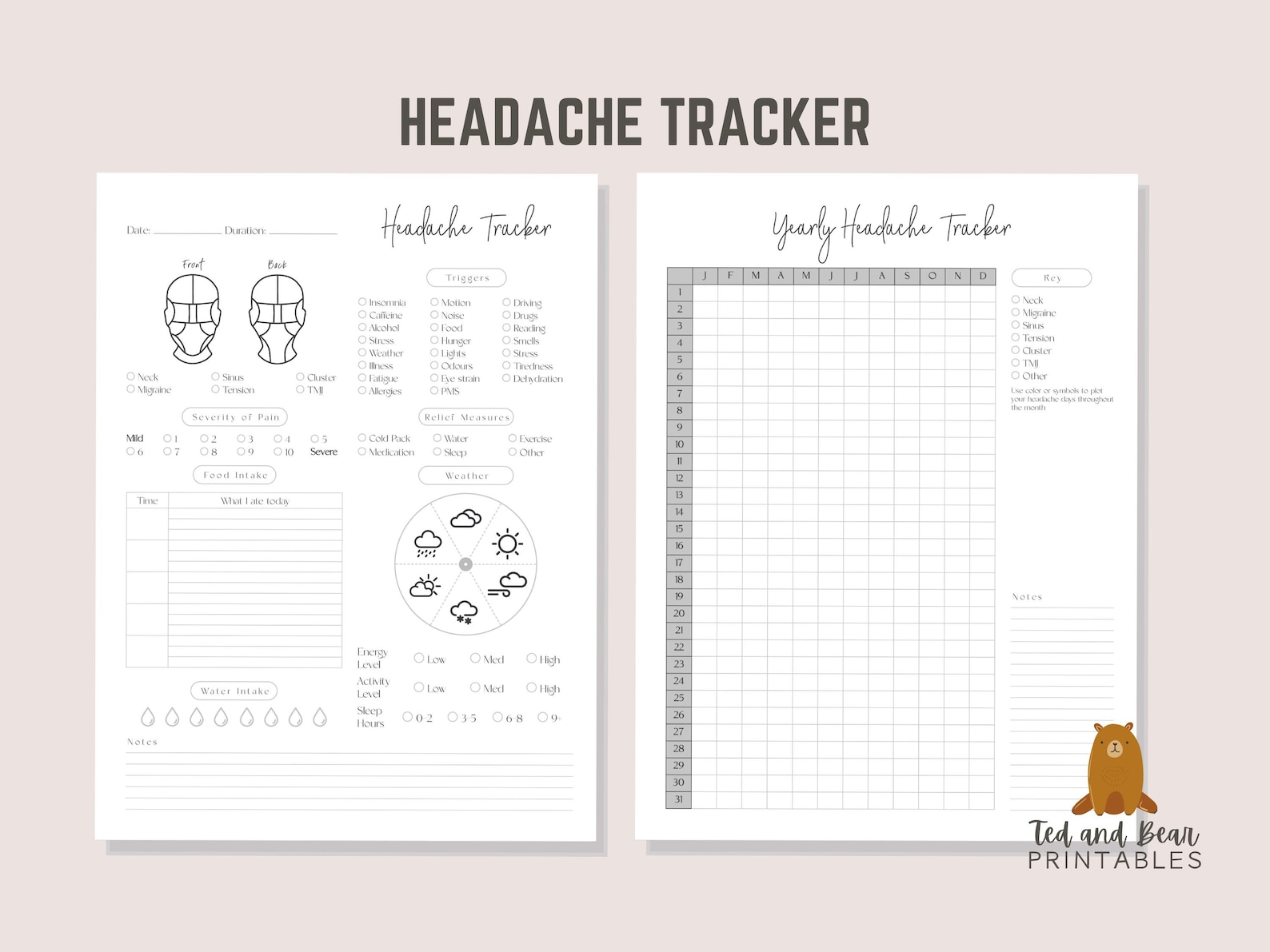 Migraine Tracker Printable: Health & Symptom Log (US Letter) (digital ...