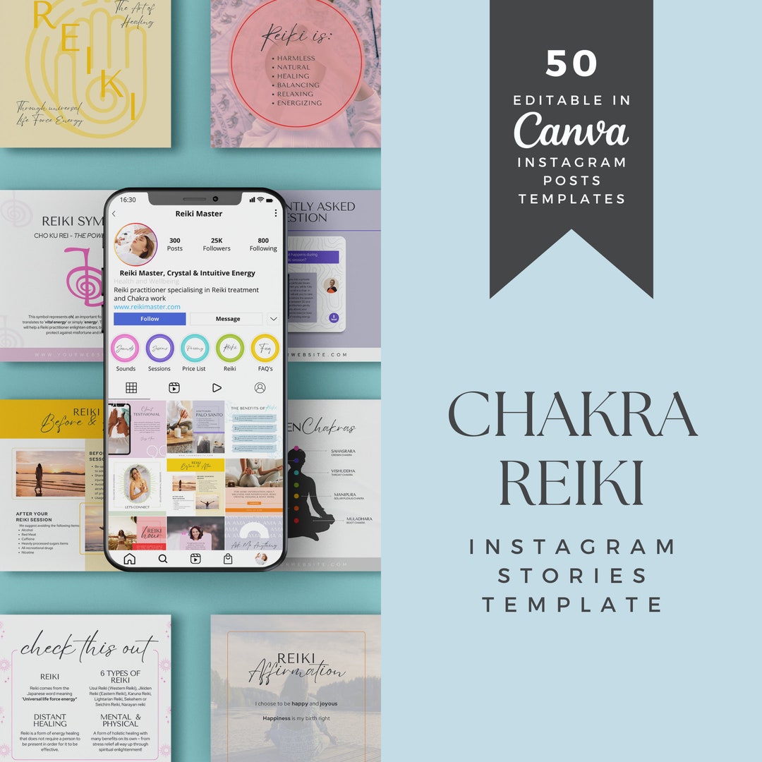 Reiki Social Media Canva Template INSTANT DOWNLOAD Spiritual Instagram ...
