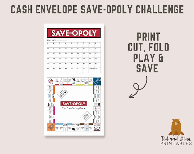 Saveopoly Savings Challenge | Saveopoly Tracker | A6 Savings Challenge ...