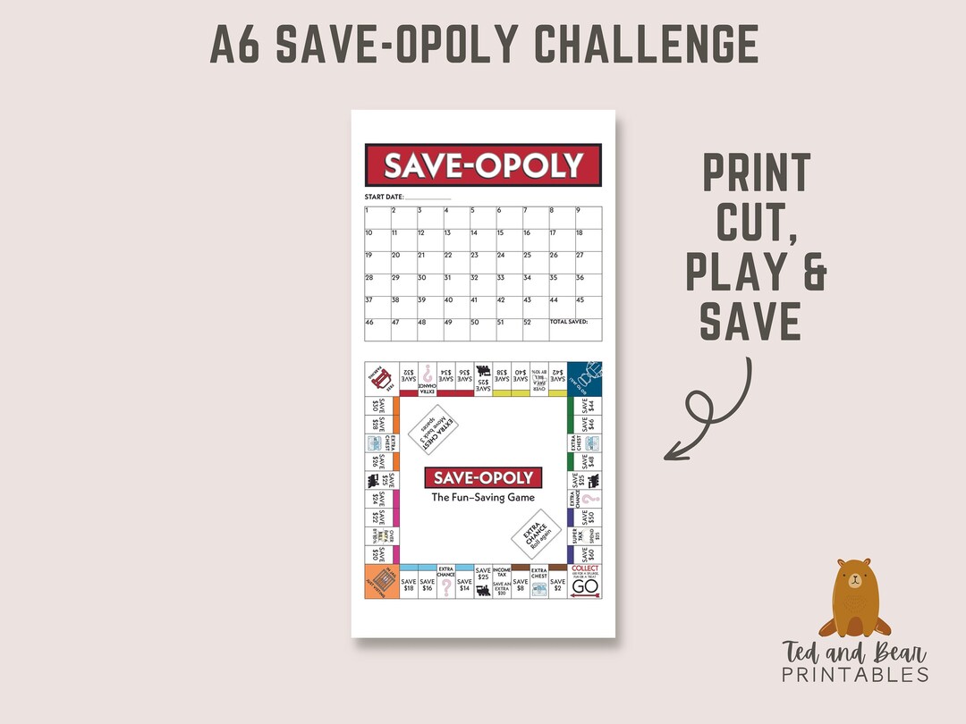 SAVEOPOLY Game Board A6 Size Fits Cash Envelopes & Budget Binders A6 ...