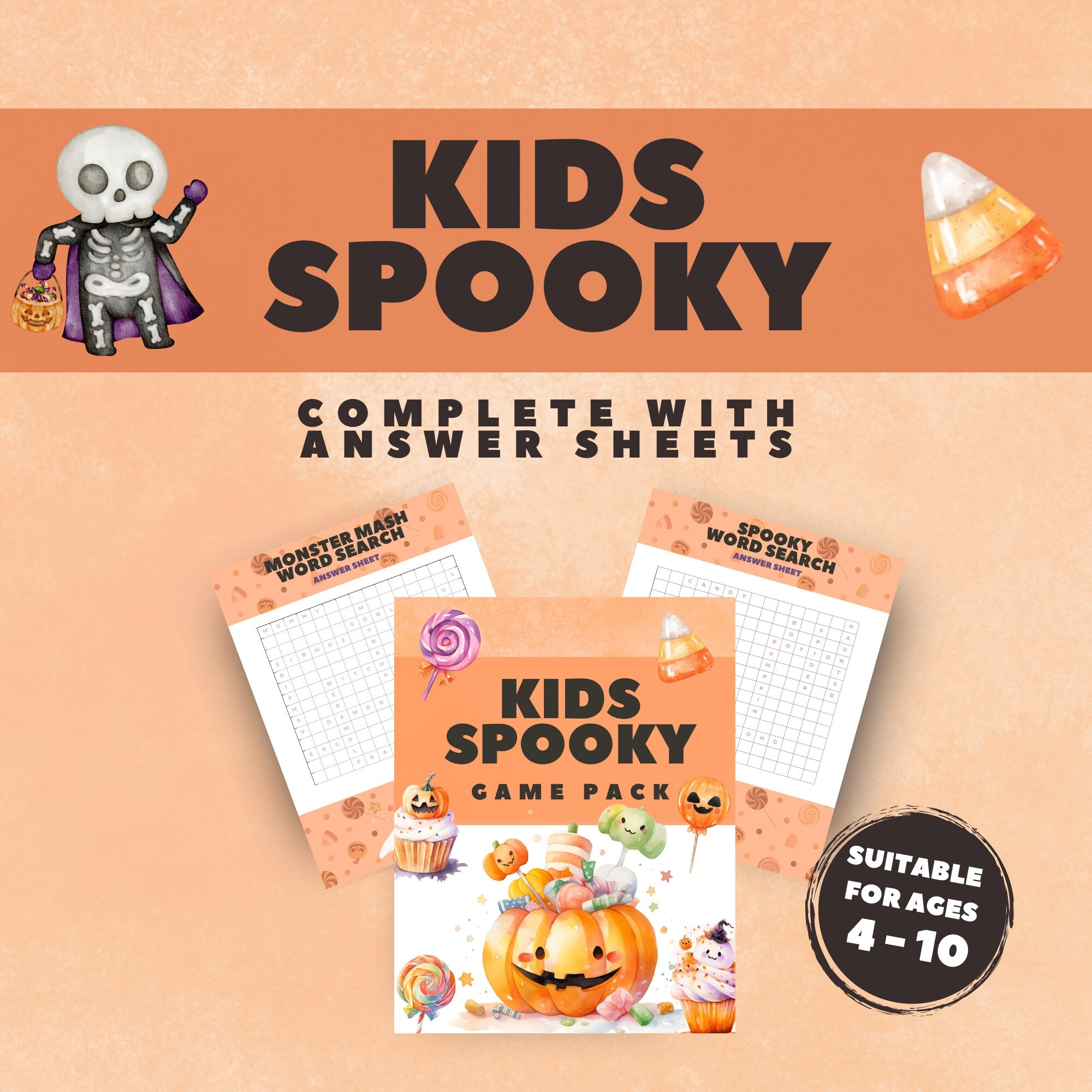 Halloween Party Games Kids, Printable Games Bundle for a Kids Halloween ...