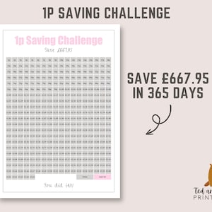 1p Savings Challenge Printable A4, Money Savings Challenge, Savings ...