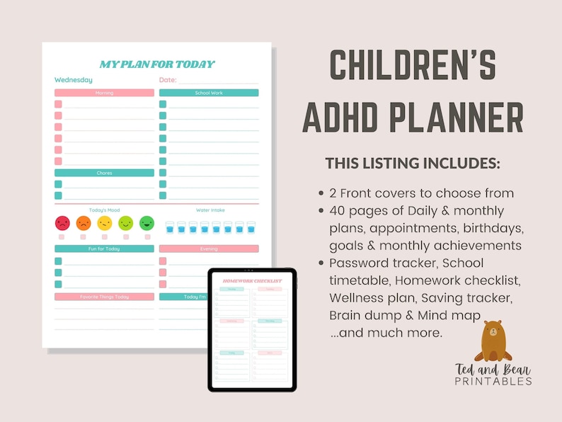 ADHD Planner for Kids | Kids Mental Health | Adhd Journal for Kids ...