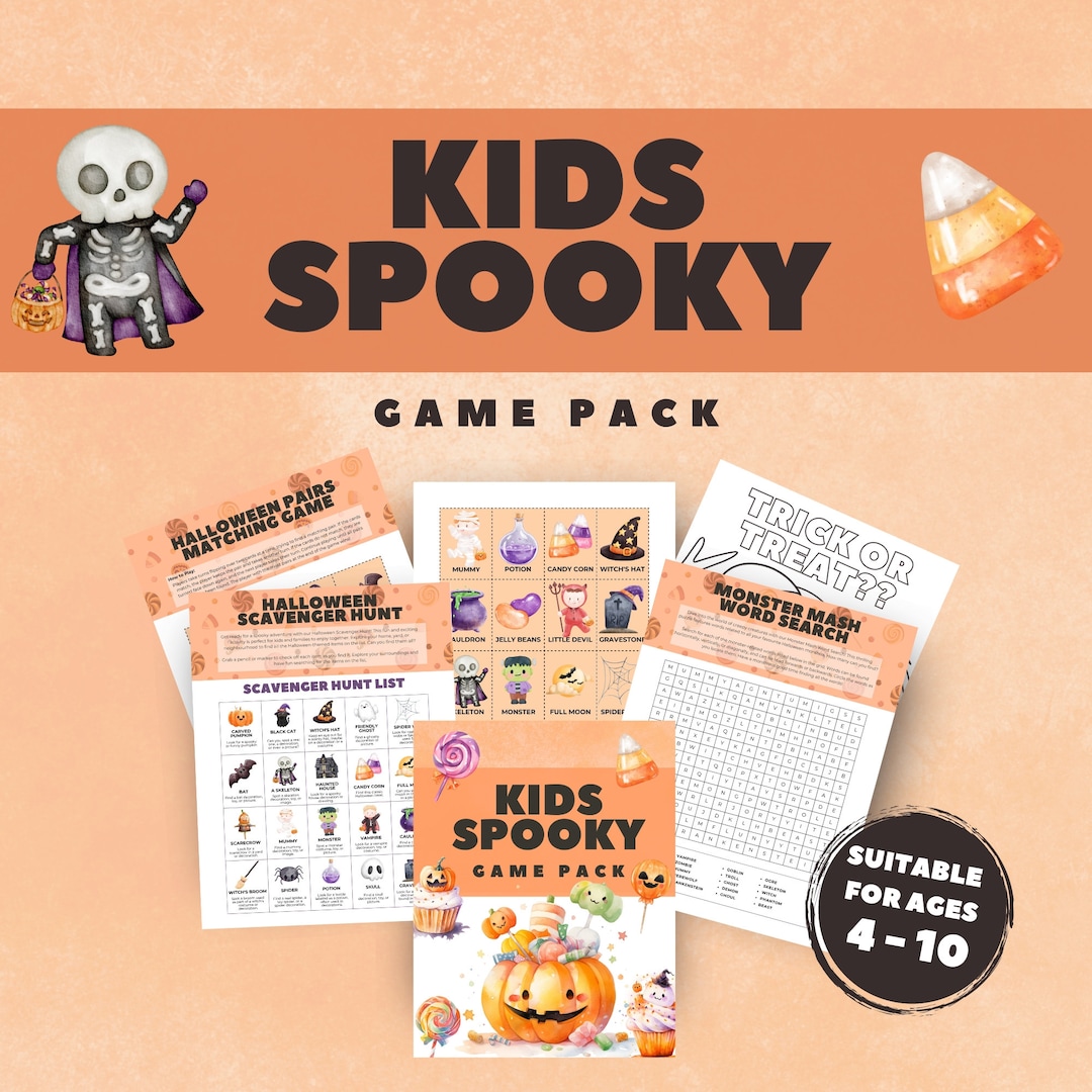 Halloween Party Games Kids, Printable Games Bundle for a Kids Halloween ...