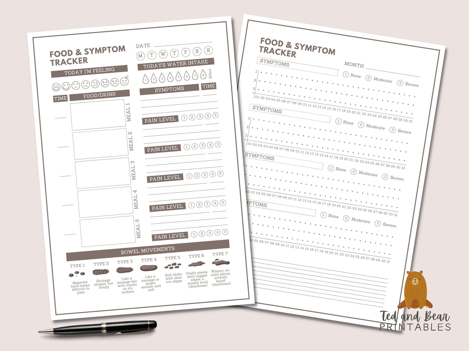 Printable Food & Symptom Tracker | A4, Digital Food Sensitivity ...