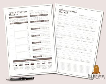 Food and Symptom Tracker | Printable | Celiac, IBS Diary, Allergies ...