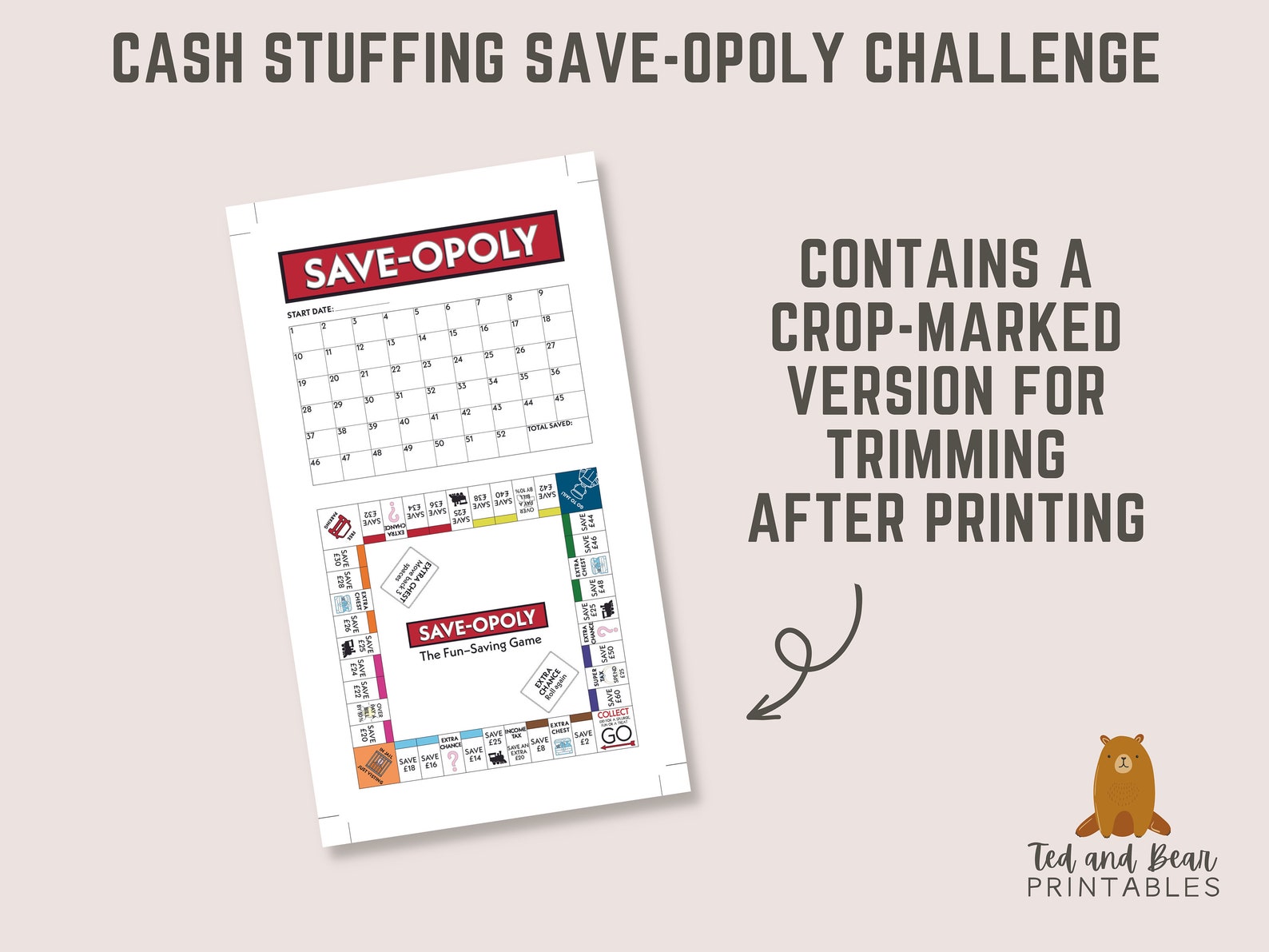 Saveopoly Savings Challenge Game Board: A6 Budget Binder Insert ...