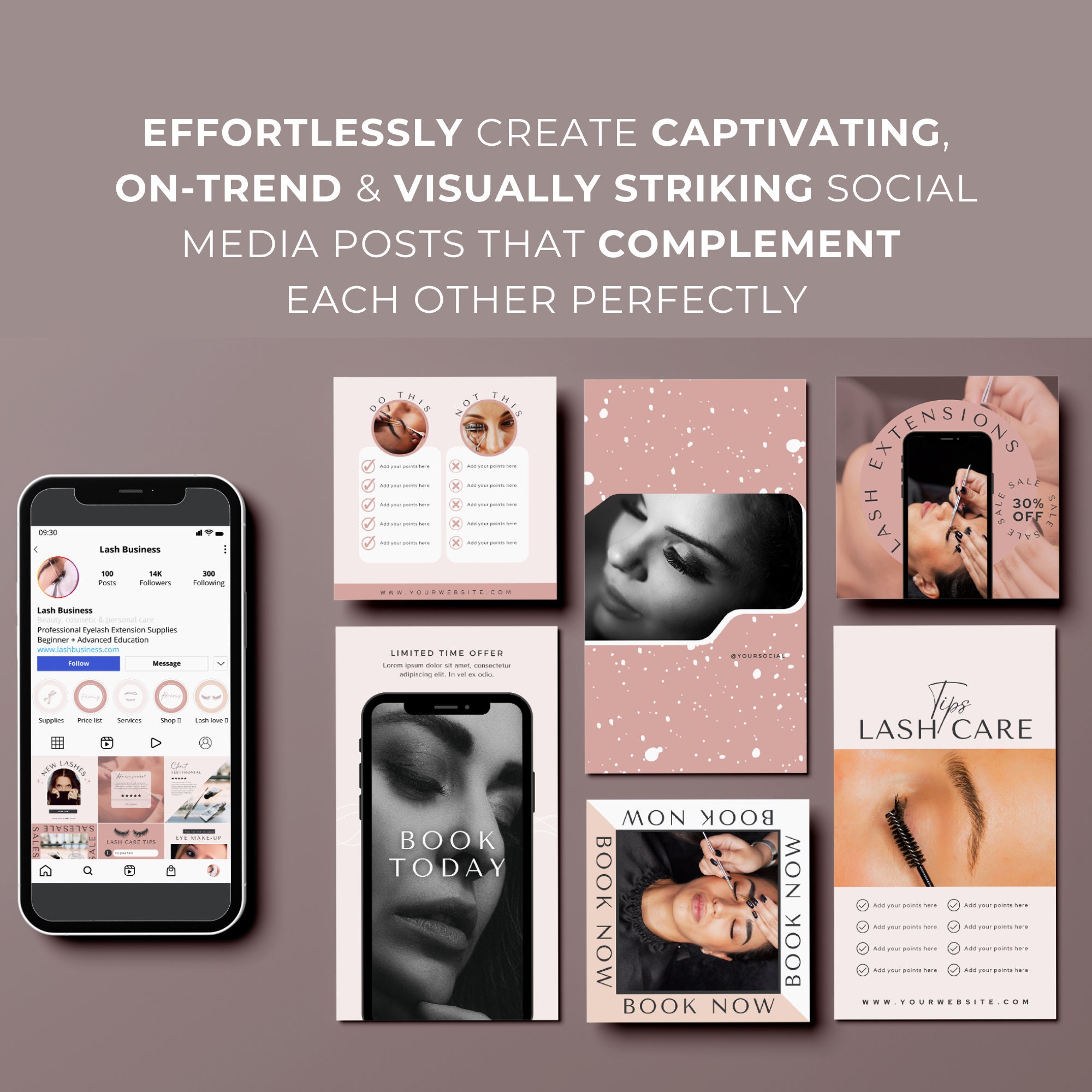 Lash Tech Instagram Post Templates INSTANT DOWNLOAD Lash Artist Quotes ...