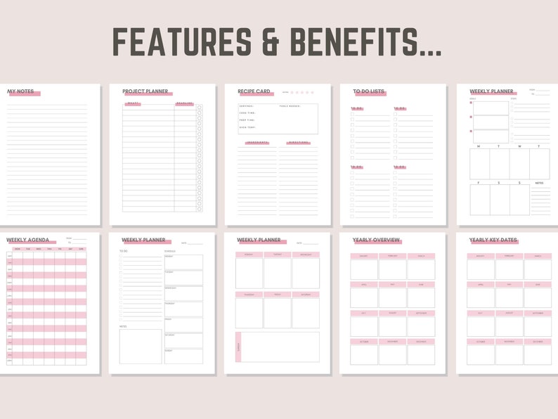 Personal Planner Bundle PINK, Daily Weekly Monthly Planner, Goal ...
