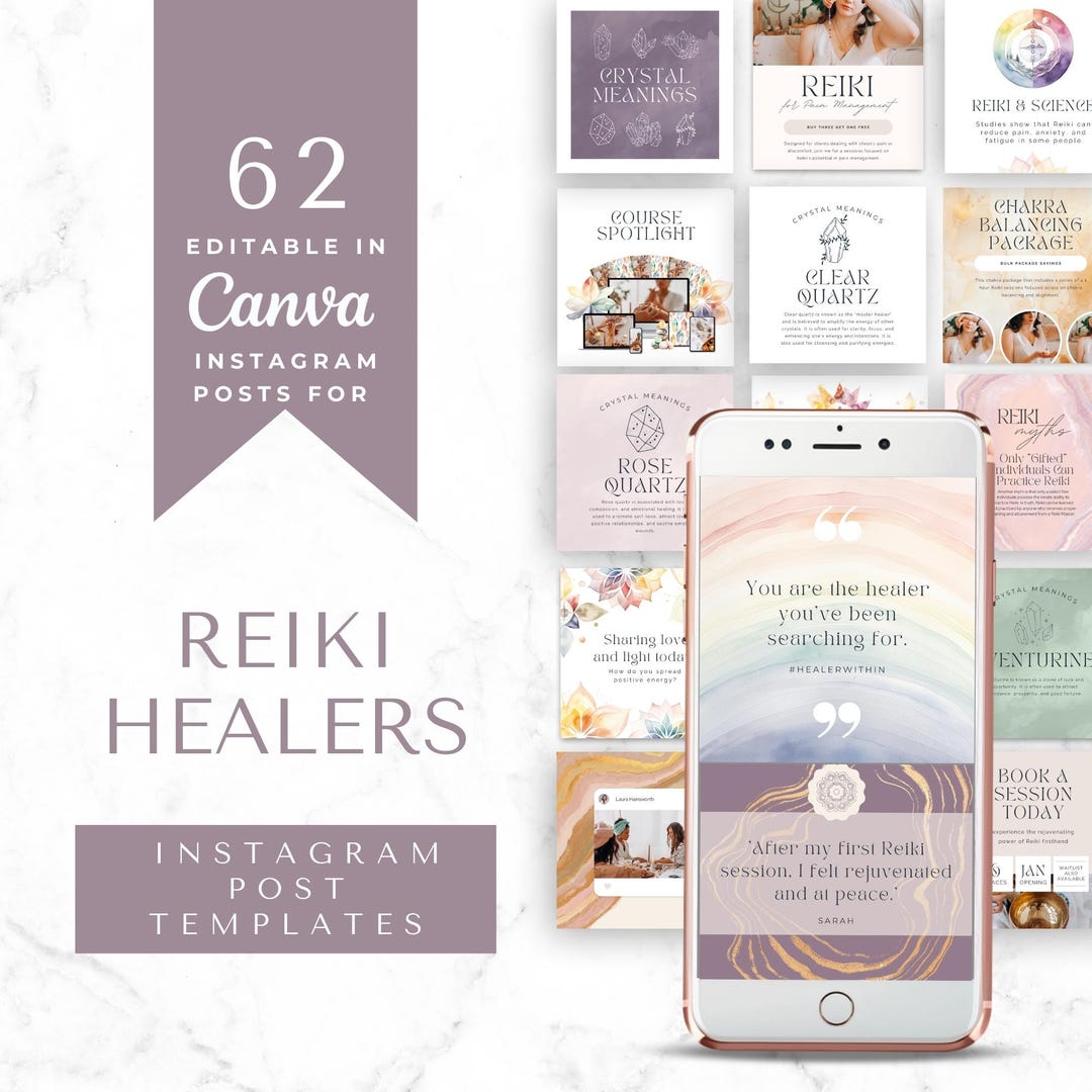 Reiki Instagram Post Templates: Chakra Guides for Canva (digital ...