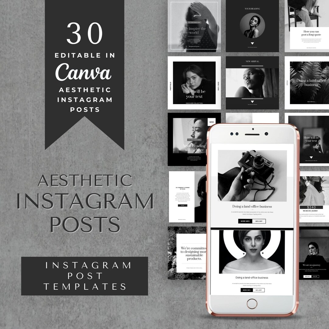 Black White Instagram Post Templates | Editable Social Media Graphics ...