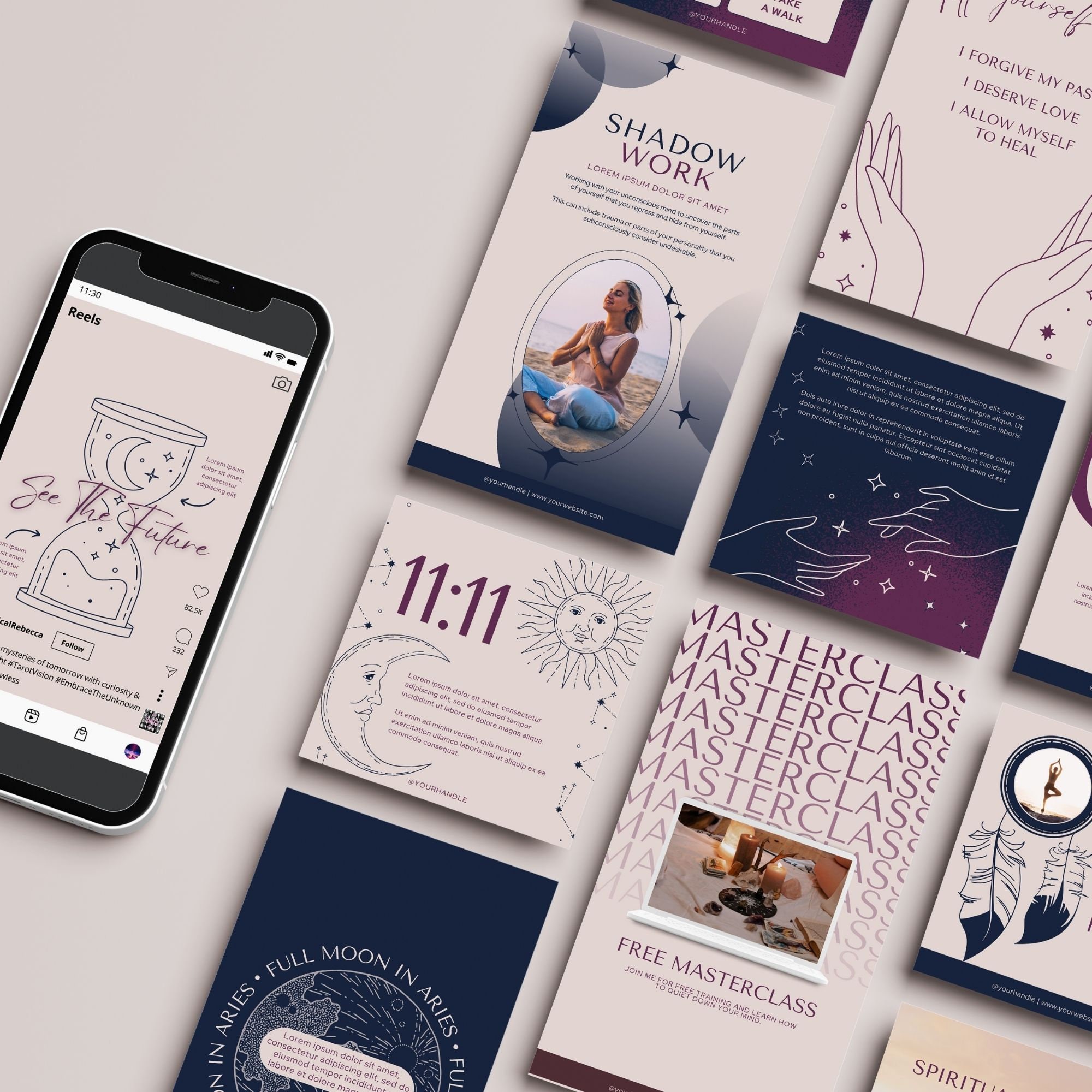 Spiritual Instagram Post Templates, Mystical Instagram Templates, Moon ...