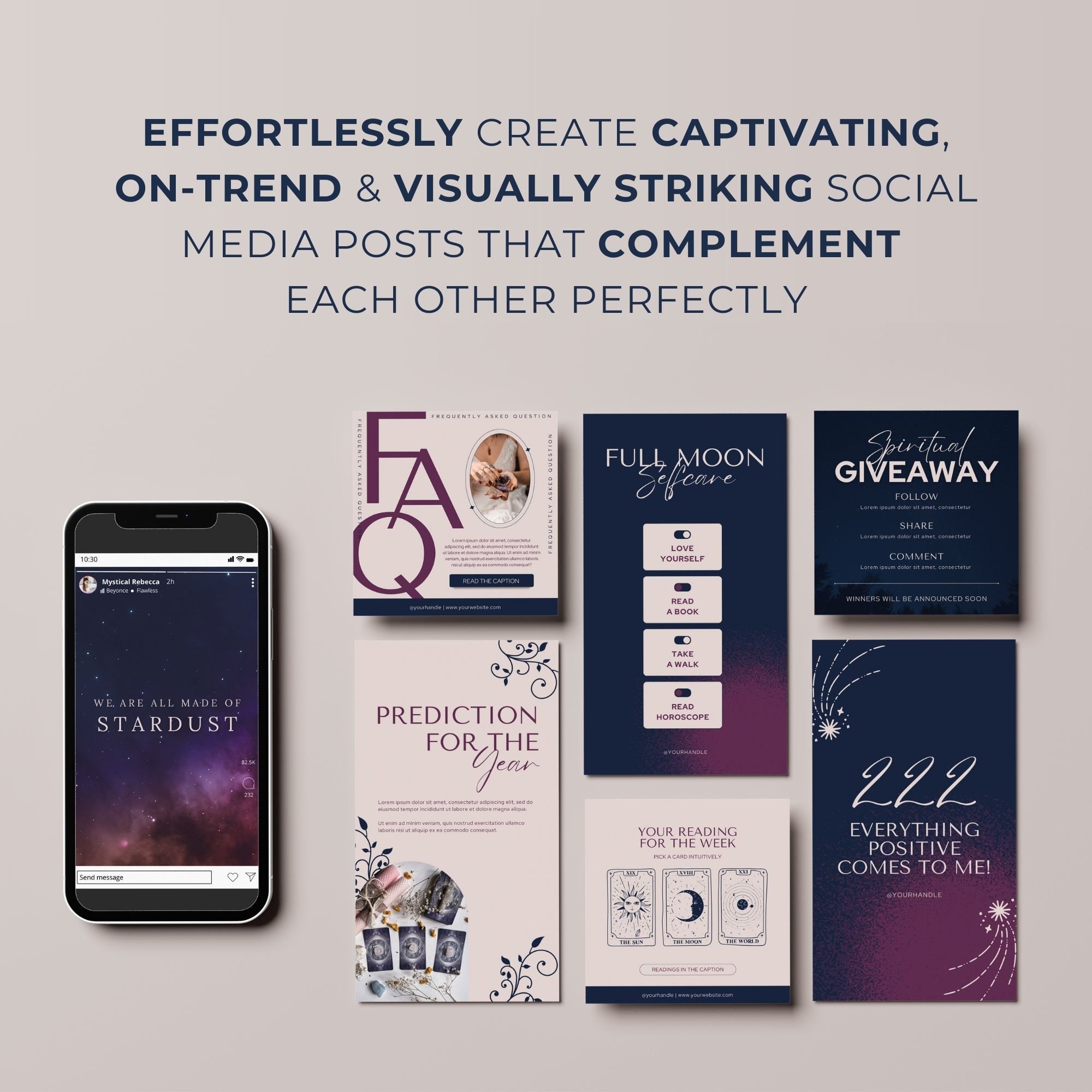Spiritual Instagram Post Templates, Mystical Instagram Templates, Moon ...
