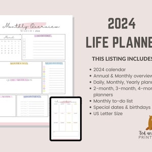 2024 Life Planner, Annual / Monthly Calendar, 2, 3, 4 Month Planners ...