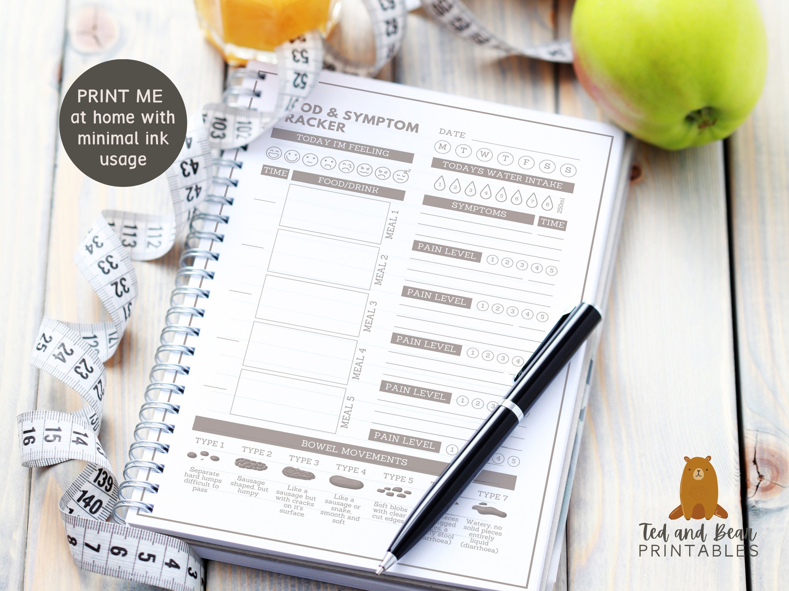 Printable Food & Symptom Tracker US Letter Digital Food - Etsy UK