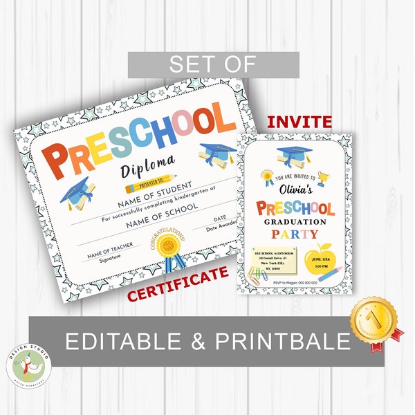 Preschool Certificate Svg - Etsy