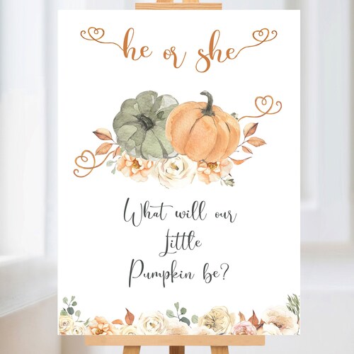 He or She Welcome Sign Fall Gender Reveal Printable - Etsy