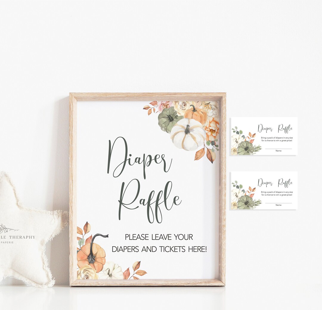 Pumpkin Diaper Raffle Sign Pumpkin Baby Shower Diaper Raffle - Etsy