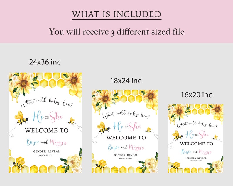 Bee Gender Reveal Welcome Sign What Will Baby Bee He or She - Etsy