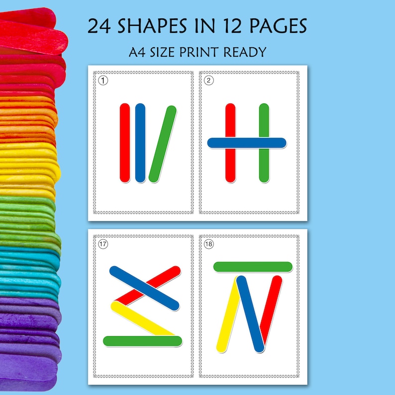Colorful Popsicle Stick Flashcards for Preschool Learning - Etsy