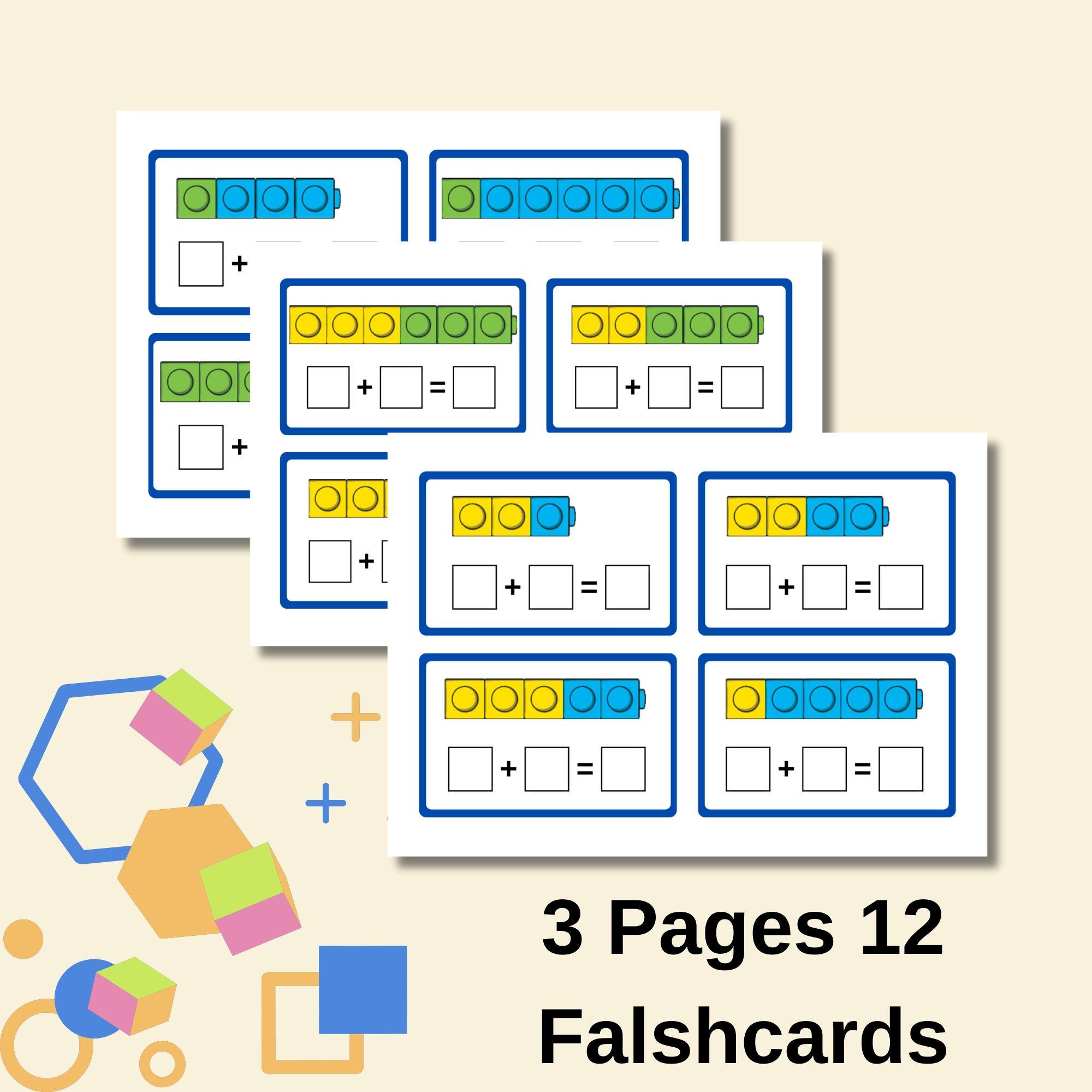 Building Bricks Addition Flashcards | Preschool Primary Math Activity ...
