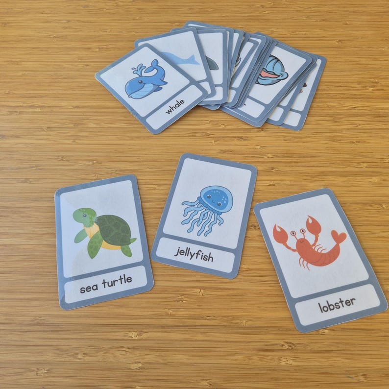 Ocean Life Flashcards for Preschoolers - Digital Download - Etsy