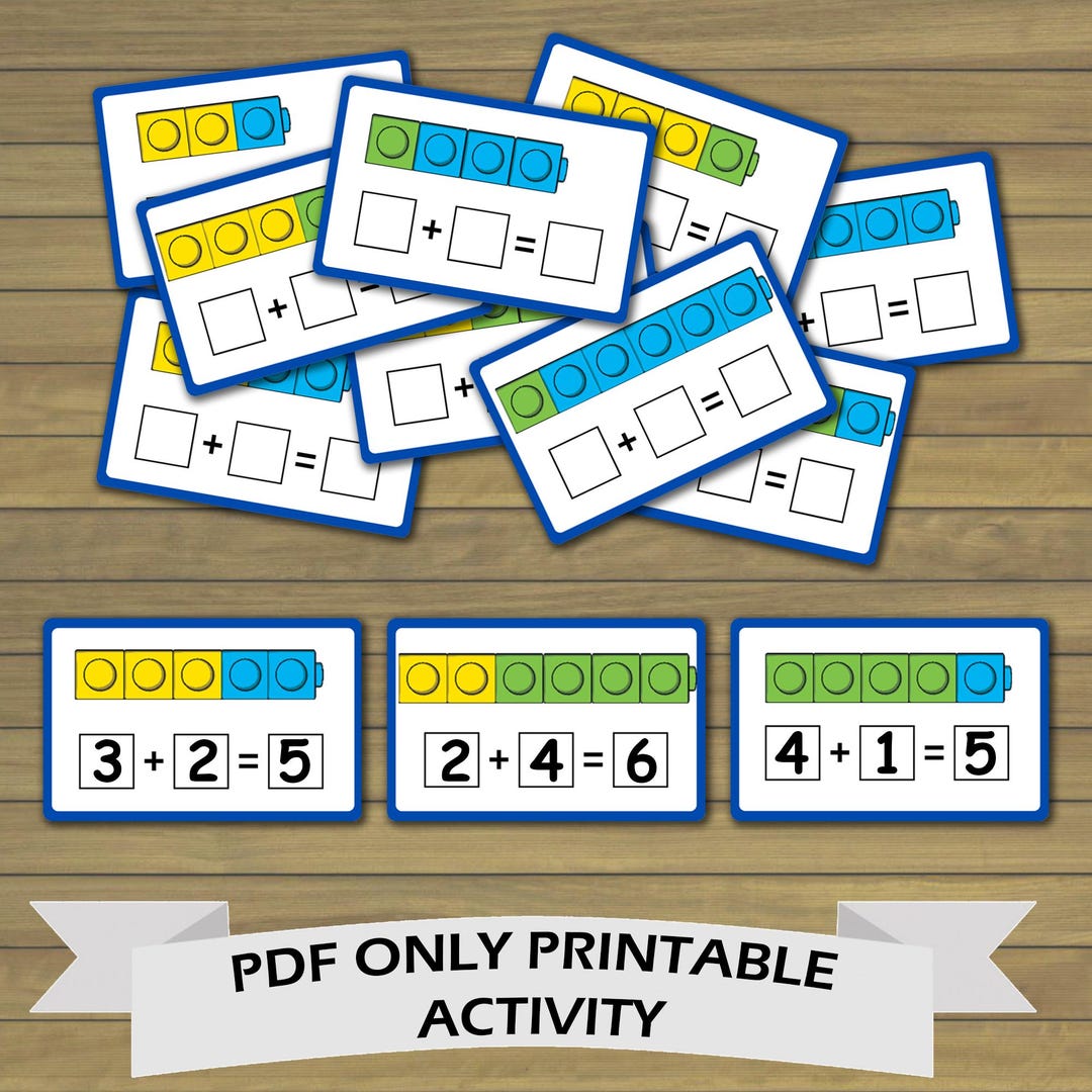 Building Bricks Addition Flashcards | Preschool Primary Math Activity ...