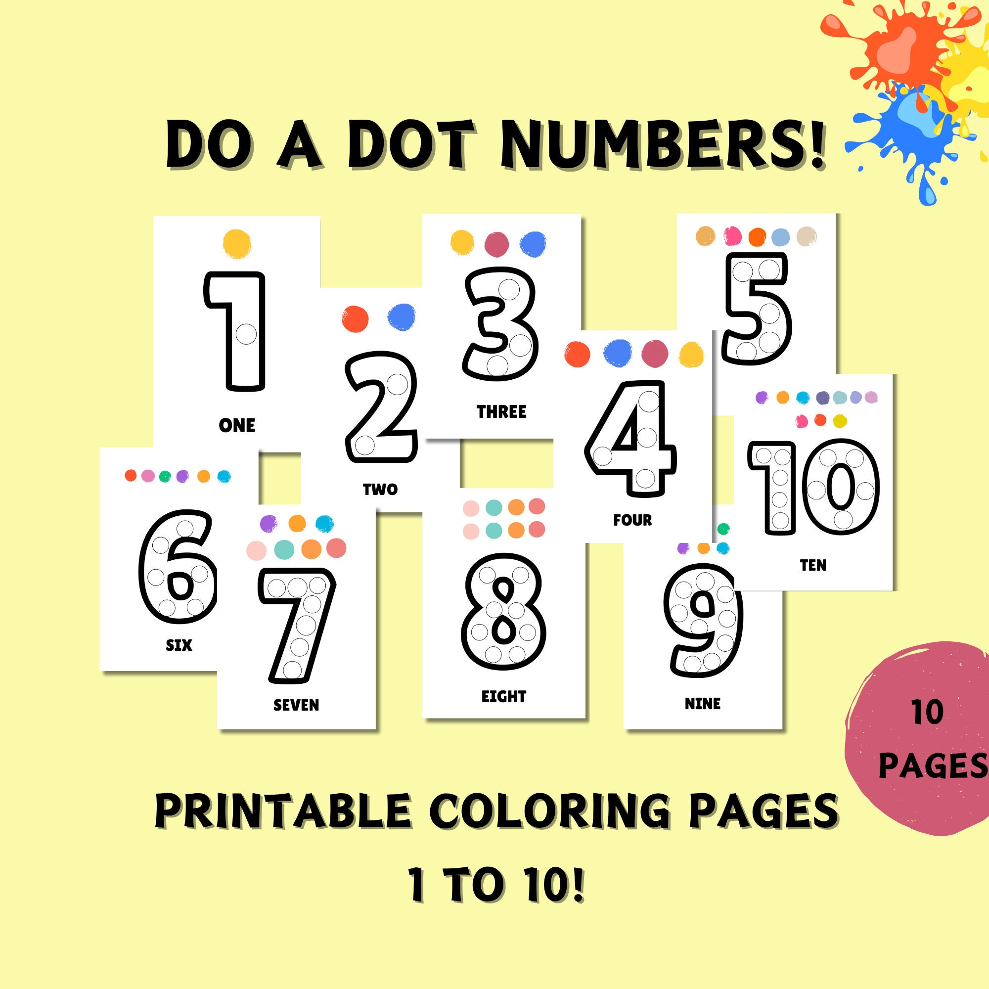 Printable Do A Dot Number Worksheets 1-10 Preschool Counting Activity ...