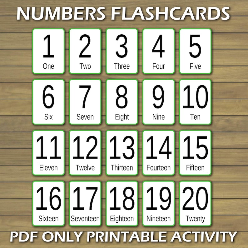Number Flashcards for Kids - 1 to 20 - Preschool Learning Cards ...