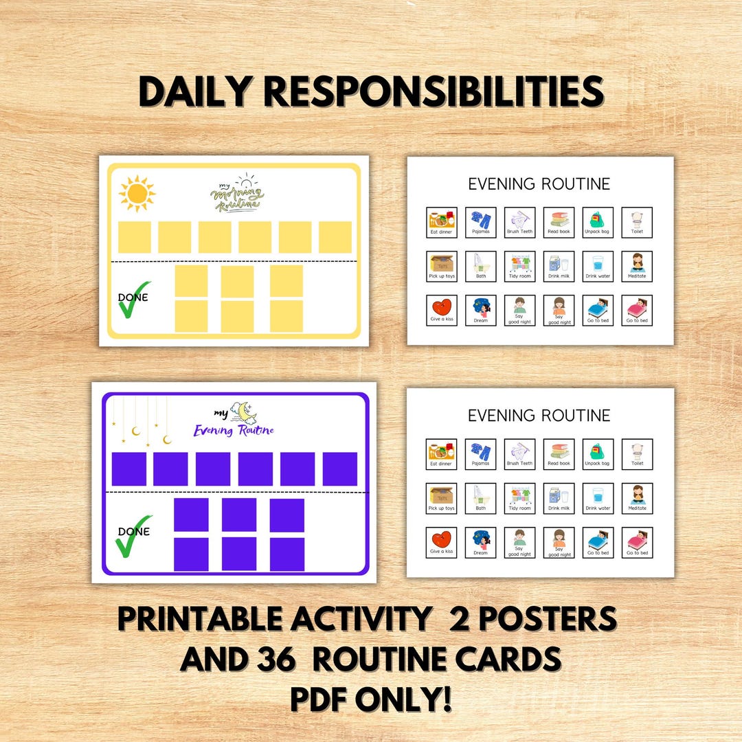Printable Daily Routine for Kids,toddler, Preschool Routine Chart - Etsy