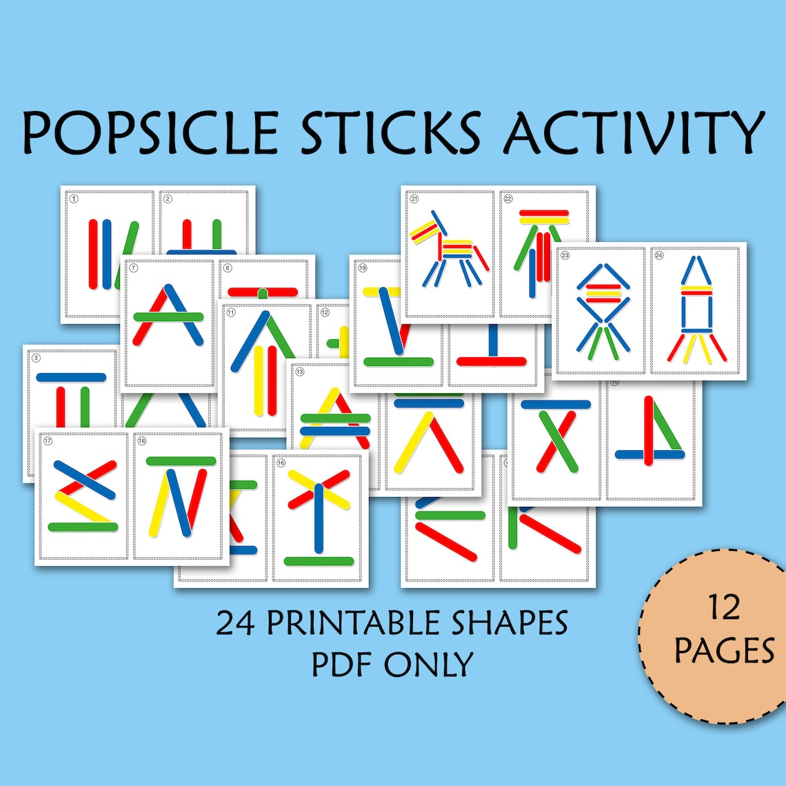 Colorful Popsicle Stick Flashcards for Preschool Learning - Etsy