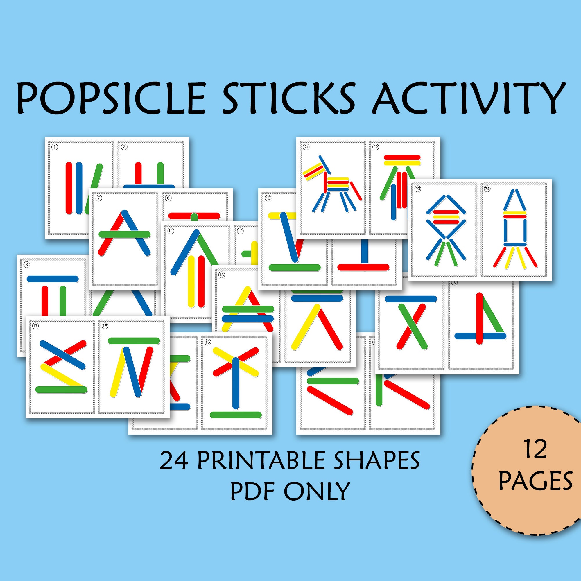 Colorful Popsicle Stick Flashcards for Preschool Learning - Etsy