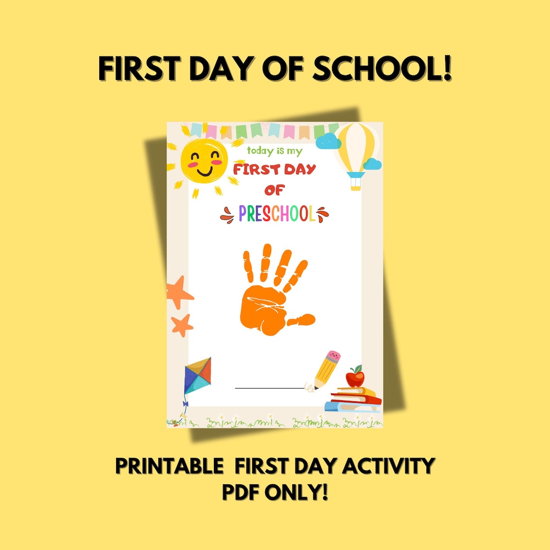 First Day of School Handprint Craft - Printable PDF - Etsy