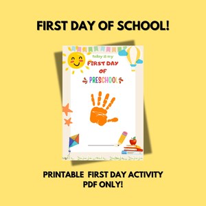 First Day of School Handprint Craft - Printable PDF - Etsy