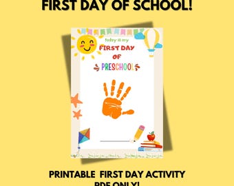 Printable Kids Handprint Back to School Art First Day of School ...