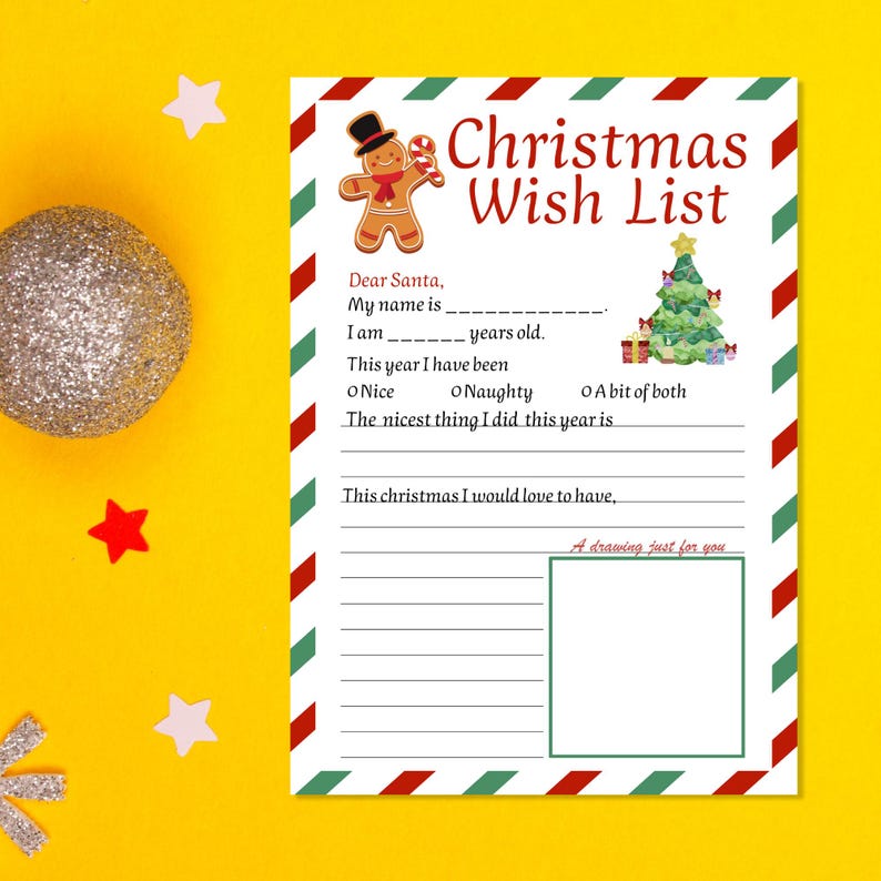 Letter to Santa, Kids Letter to Santa, Printable Letter to Santa, Kids ...