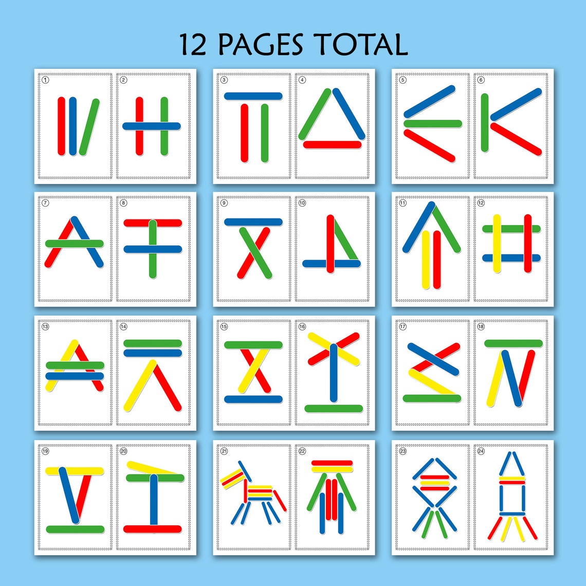 Colorful Popsicle Stick Flashcards for Preschool Learning - Etsy