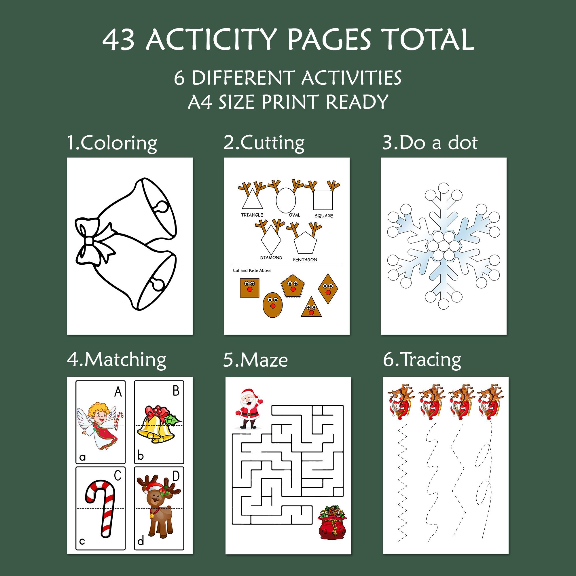 Christmas Busy Book- Digital Download, Christmas Activity Book for Kids ...