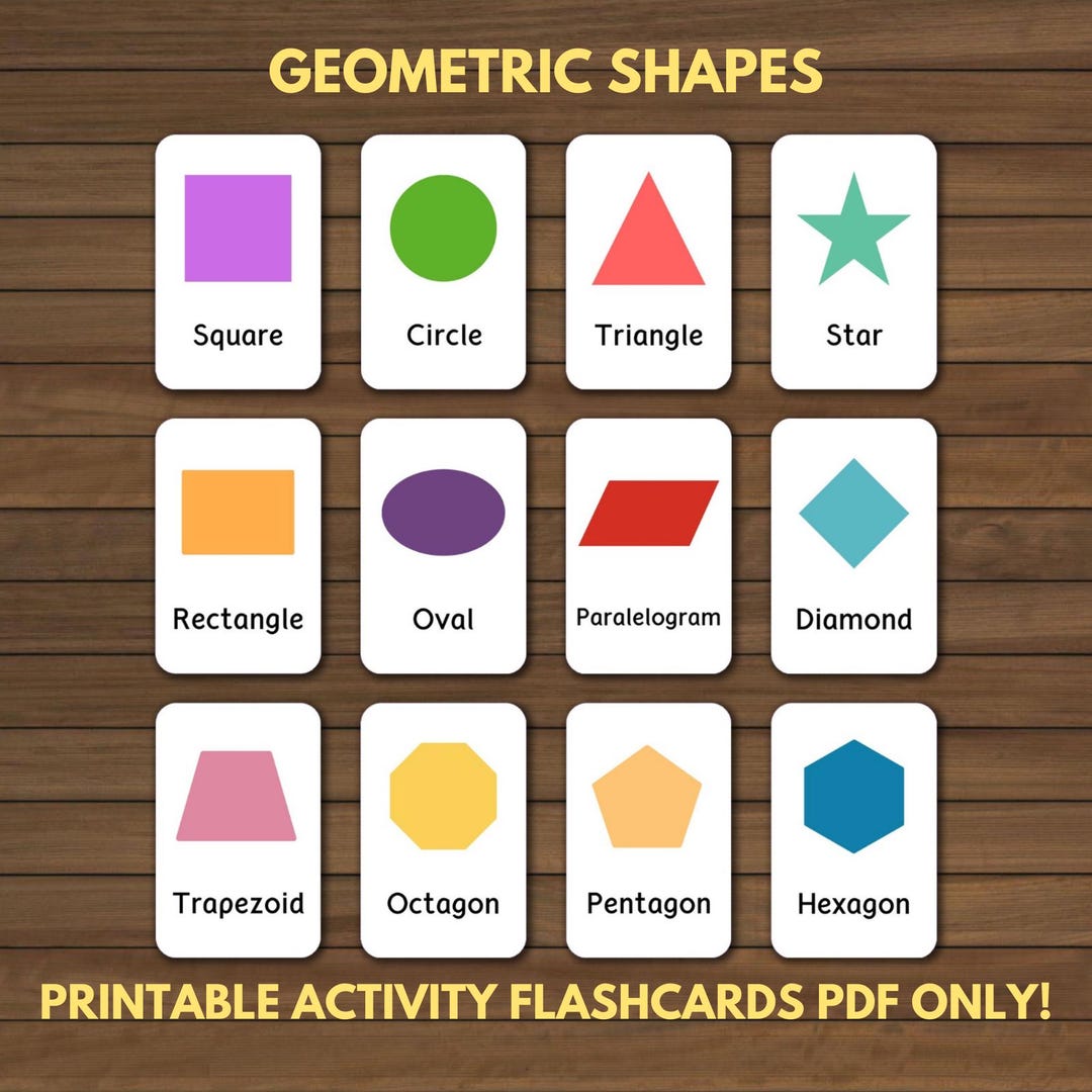 Printable Geometric Shapes Flashcards | Educational Cards for Toddlers ...