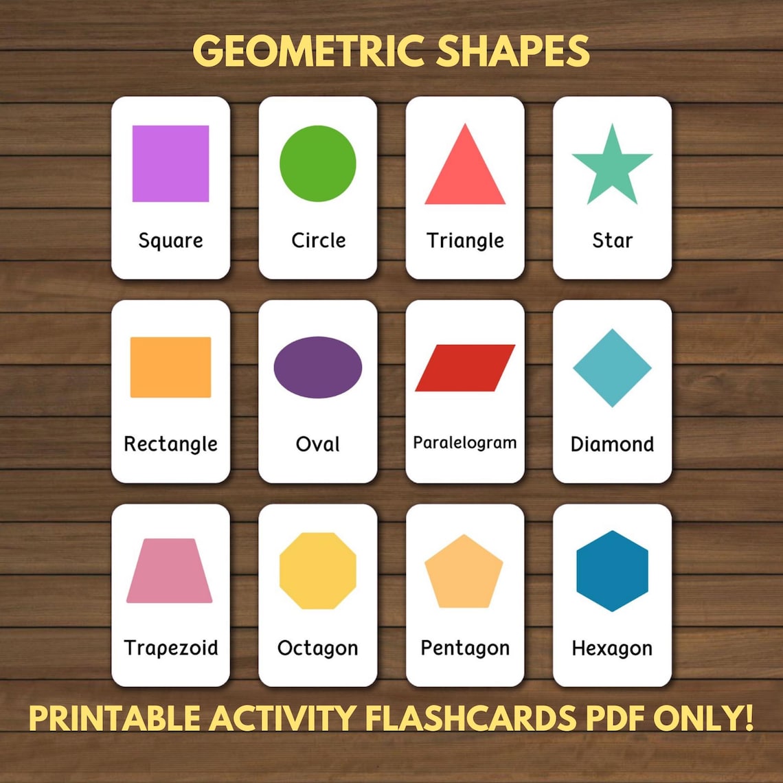 Printable Geometric Shapes Flashcards | Educational Cards for Toddlers ...