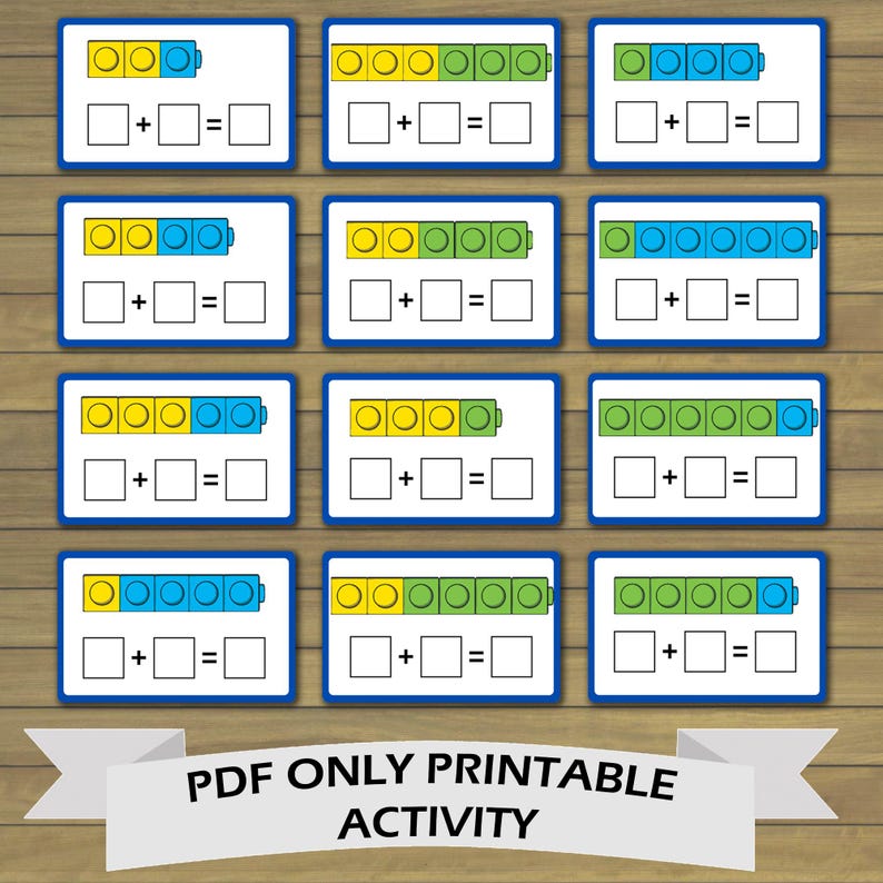 Building Bricks Addition Flashcards | Preschool Primary Math Activity ...