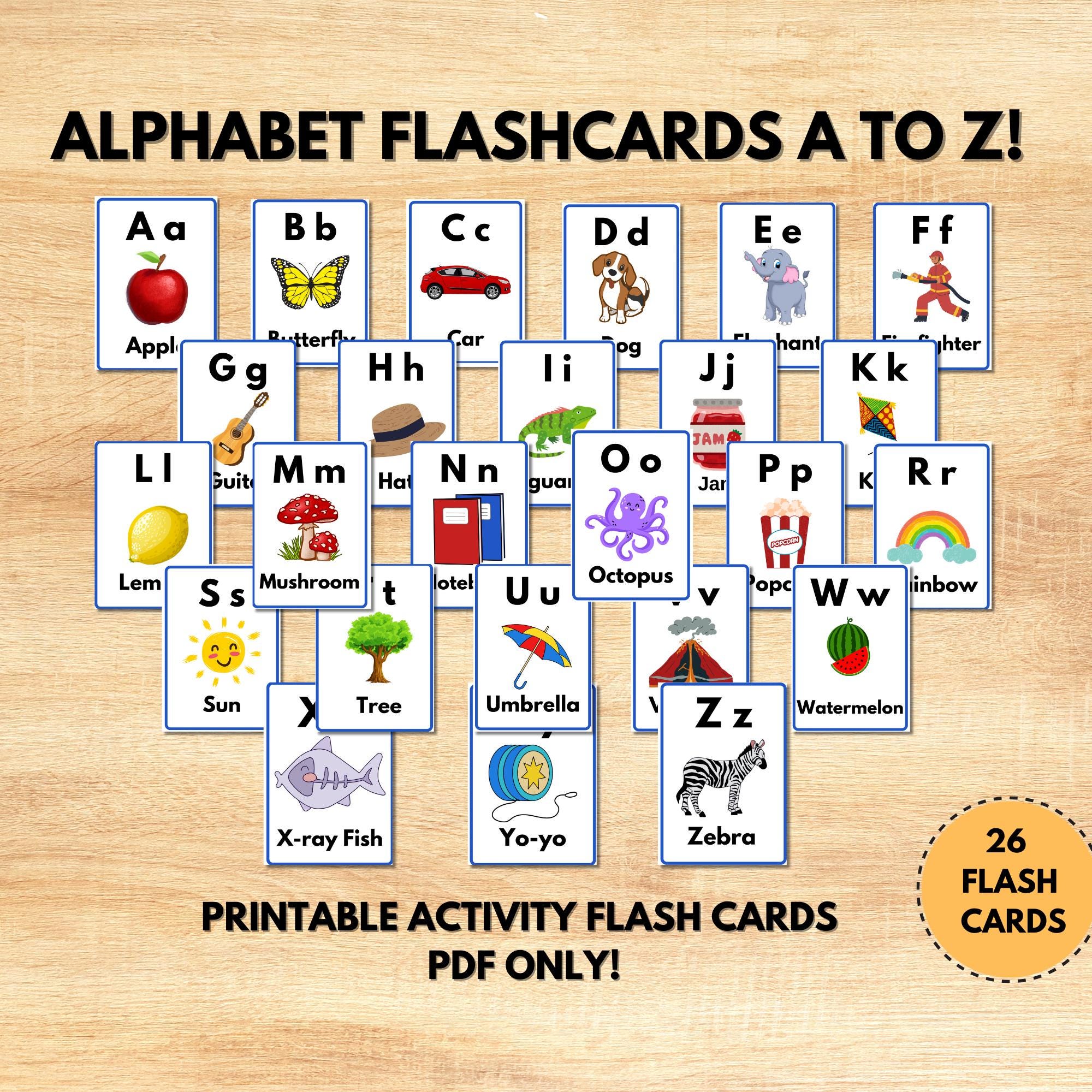 Alphabet Flashcards for Preschoolers | Educational Printable Letters - Etsy